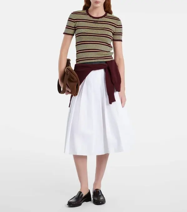 Prada Striped Cotton-blend T-shirt