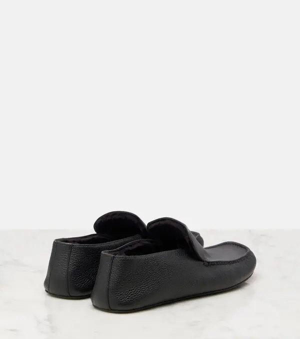 THE ROW Leo Shearling-lined Leather Loafers - Black