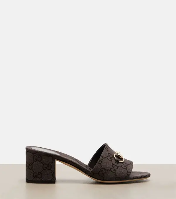 Gucci Horsebit Gg Canvas Mules