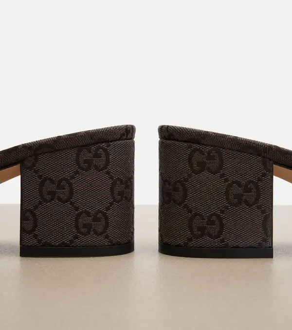 Gucci Horsebit Gg Canvas Mules