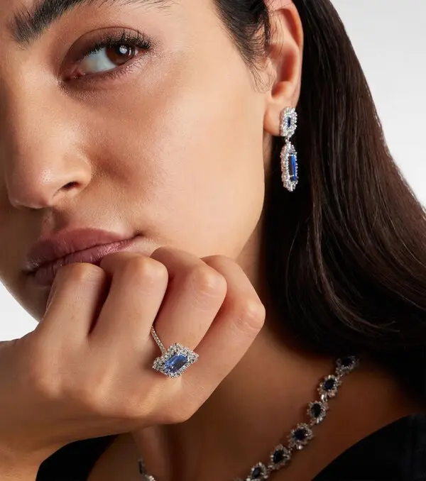 SUZANNE KALAN 18kt White Gold Ring With Sapphires And Diamonds