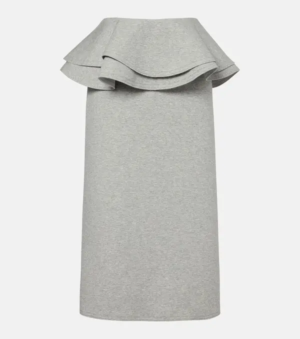 Plan C Ruffled Cotton-blend Midi Skirt