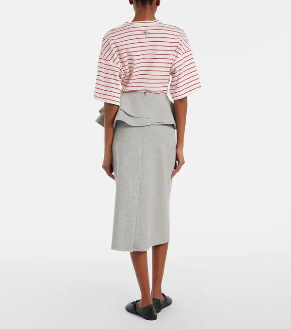 Plan C Ruffled Cotton-blend Midi Skirt