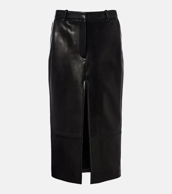 Khaite Anden Leather Midi Skirt