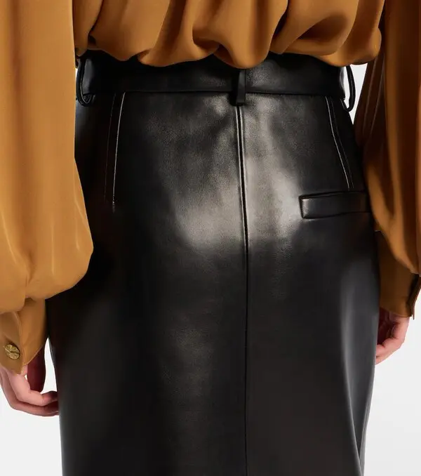 Khaite Anden Leather Midi Skirt