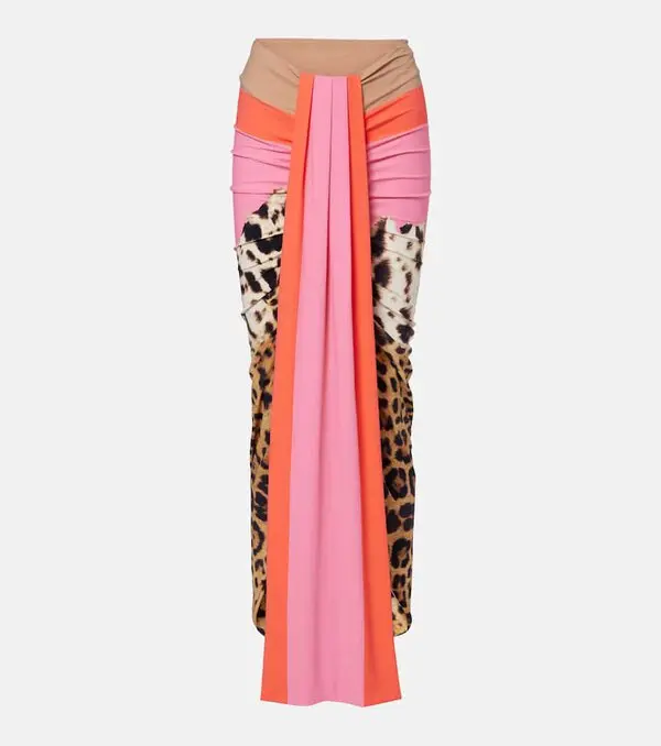 Roberto Cavalli Leopard-print Asymmetric Maxi Skirt