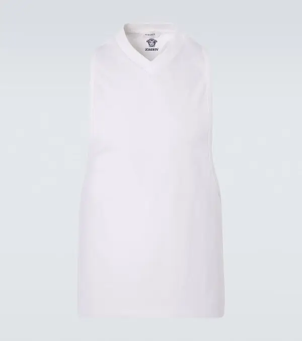 Versace Cotton-blend Jersey Tank Top - White