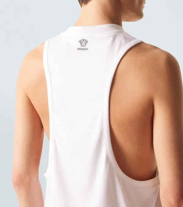 Versace Cotton-blend Jersey Tank Top - White