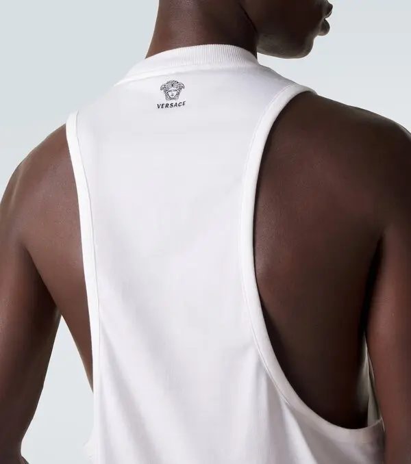 Versace Cotton-blend Jersey Tank Top - White
