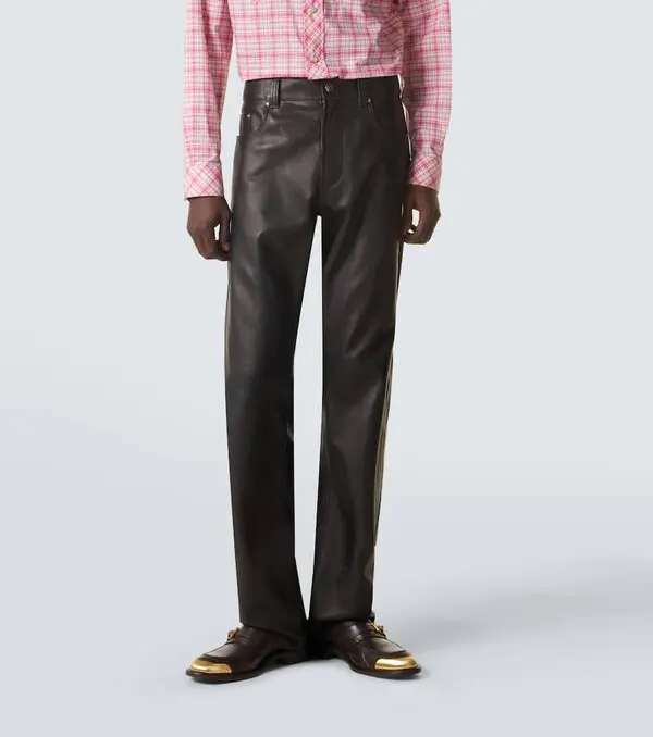 Versace Leather Straight Pants
