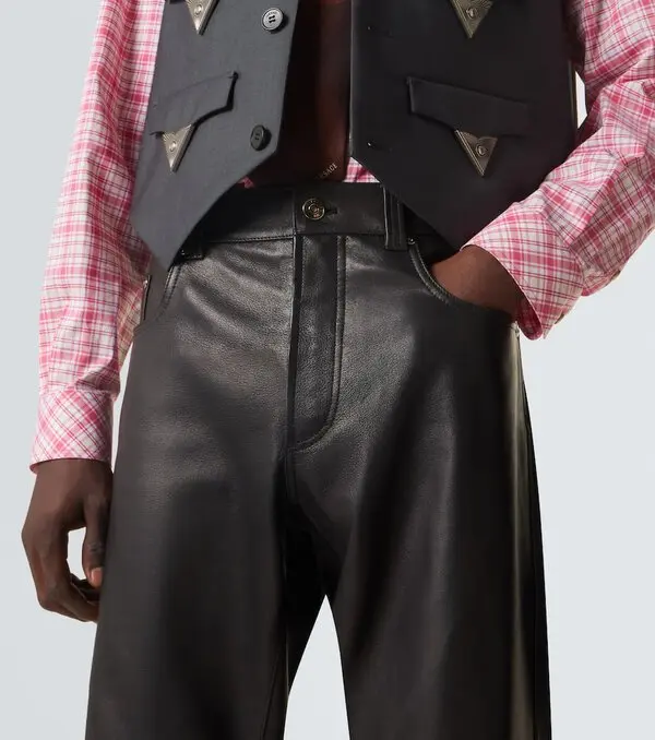 Versace Leather Straight Pants