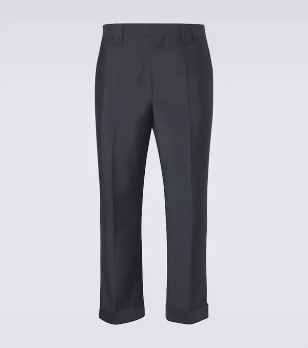 Versace Cropped Wool And Mohair Straight Pants