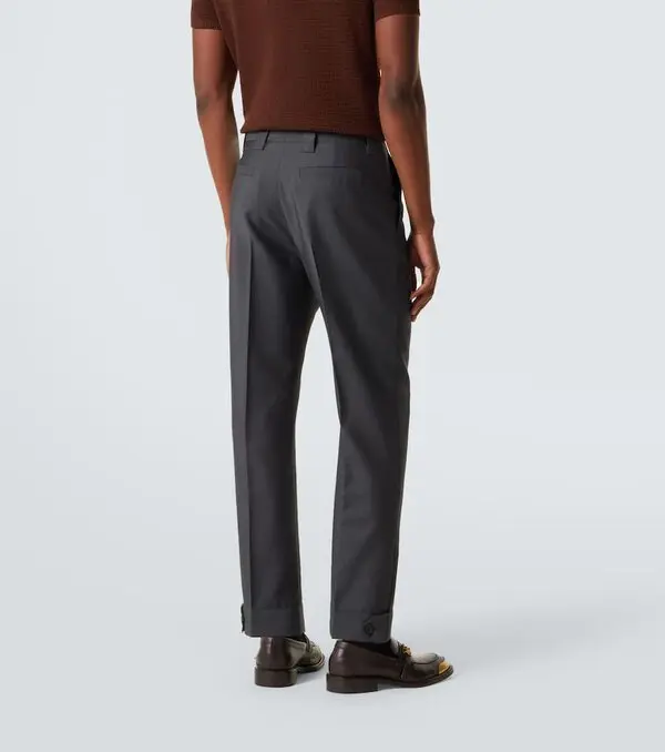 Versace Cropped Wool And Mohair Straight Pants