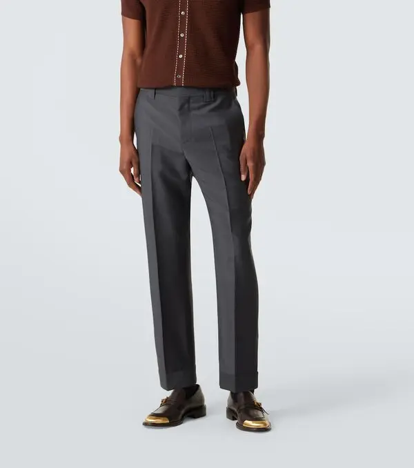 Versace Cropped Wool And Mohair Straight Pants