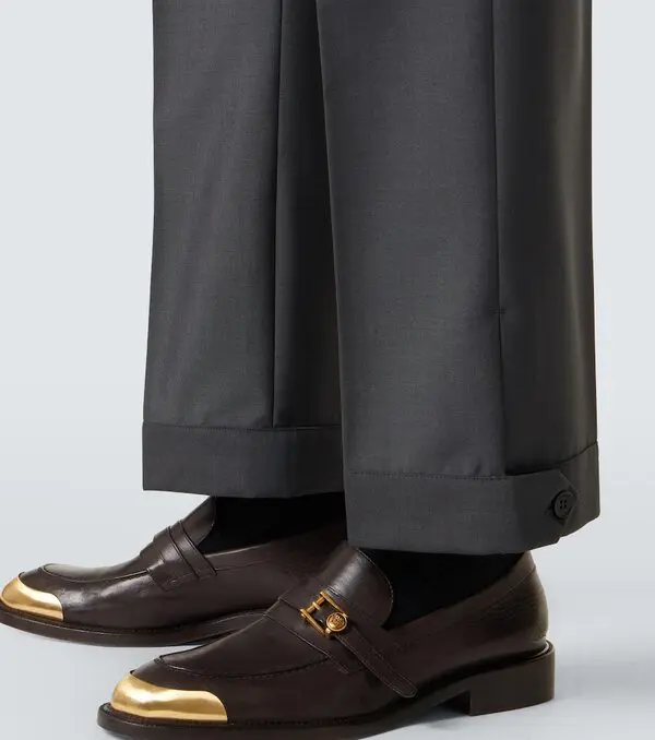 Versace Cropped Wool And Mohair Straight Pants