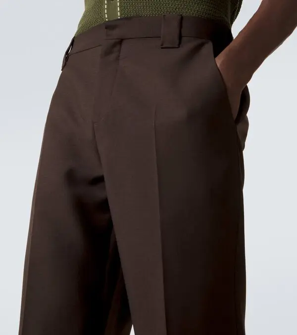 Versace Cropped Wool And Mohair Straight Pants