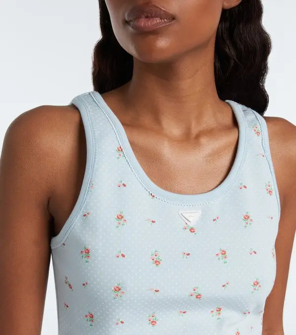 Prada Floral Cotton-blend Tank Top