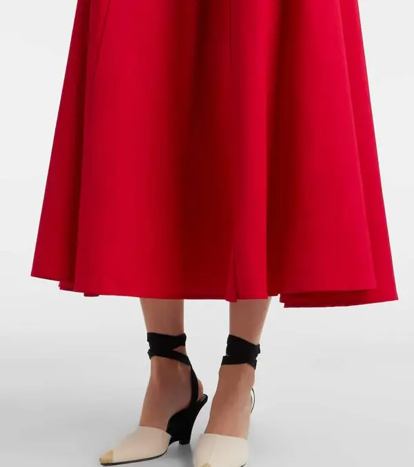 Staud Cotton Poplin Midi Dress - Red
