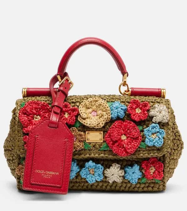 Dolce & Gabbana My Sicily Mini Raffia-effect Top-handle Bag - Multicoloured