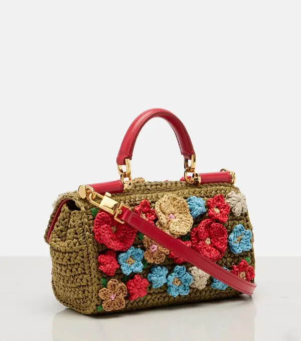 Dolce & Gabbana My Sicily Mini Raffia-effect Top-handle Bag