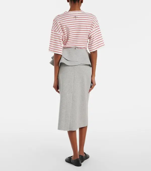 Plan C Ruffled Cotton-blend Midi Skirt