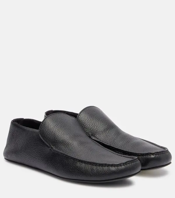 THE ROW Leo Shearling-lined Leather Loafers