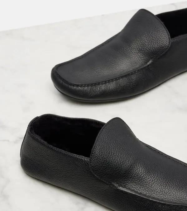 THE ROW Leo Shearling-lined Leather Loafers