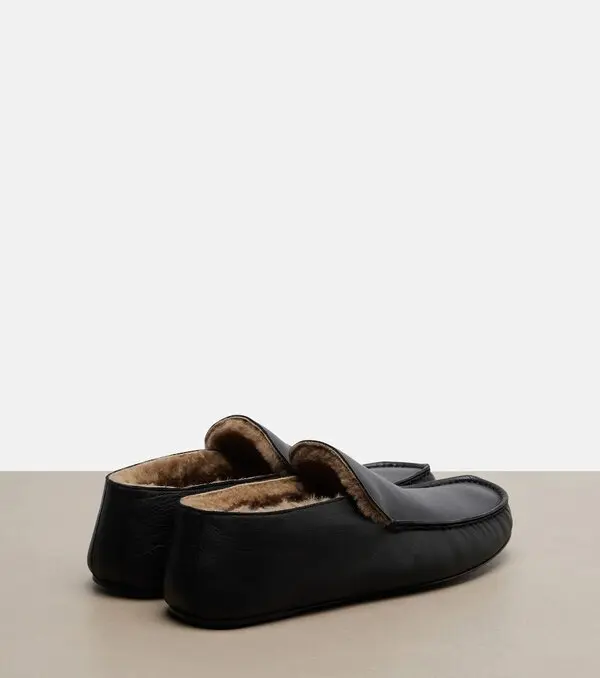 THE ROW Leo Shearling-lined Leather Loafers - Black