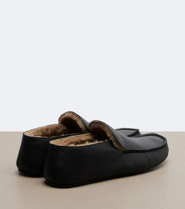 THE ROW Leo Shearling-lined Leather Loafers - Black