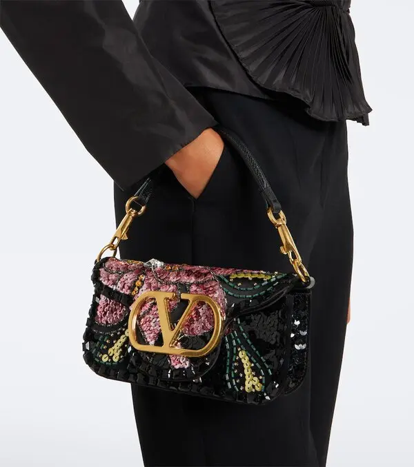 Valentino Garavani Locò Small Embellished Satin Shoulder Bag - Multicoloured