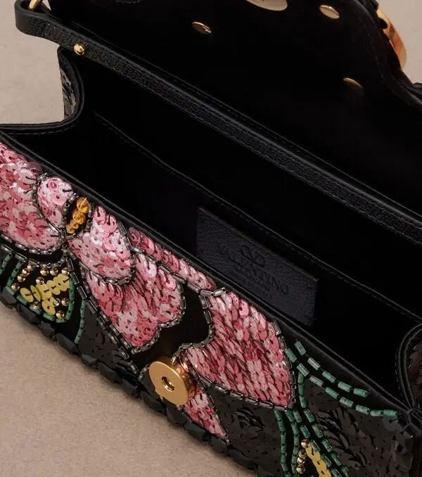 Valentino Garavani Locò Small Embellished Satin Shoulder Bag - Multicoloured