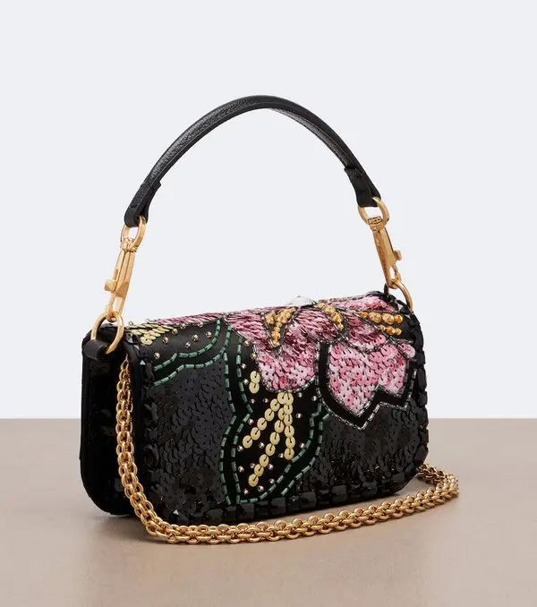 Valentino Garavani Locò Small Embellished Satin Shoulder Bag - Multicoloured