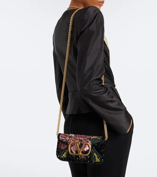 Valentino Garavani Locò Small Embellished Satin Shoulder Bag - Multicoloured