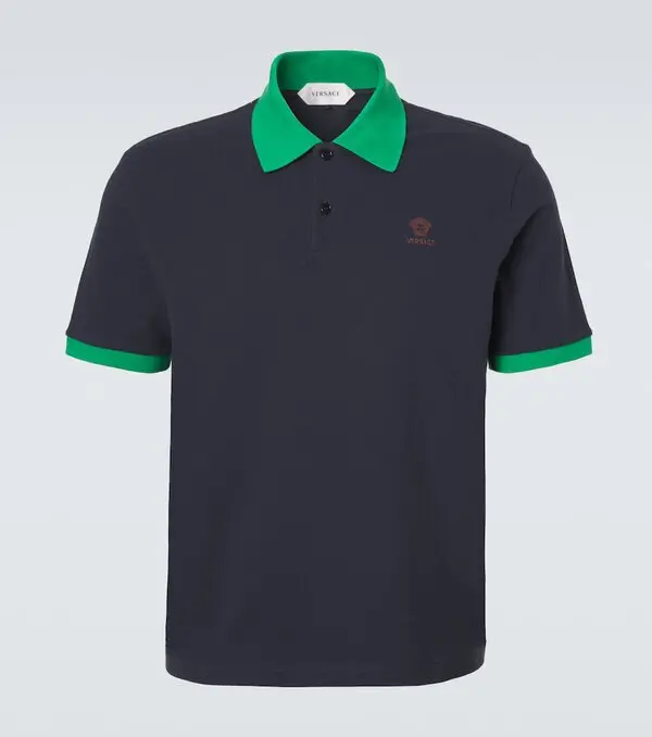 Versace Medusa Cotton Polo Shirt - Blue