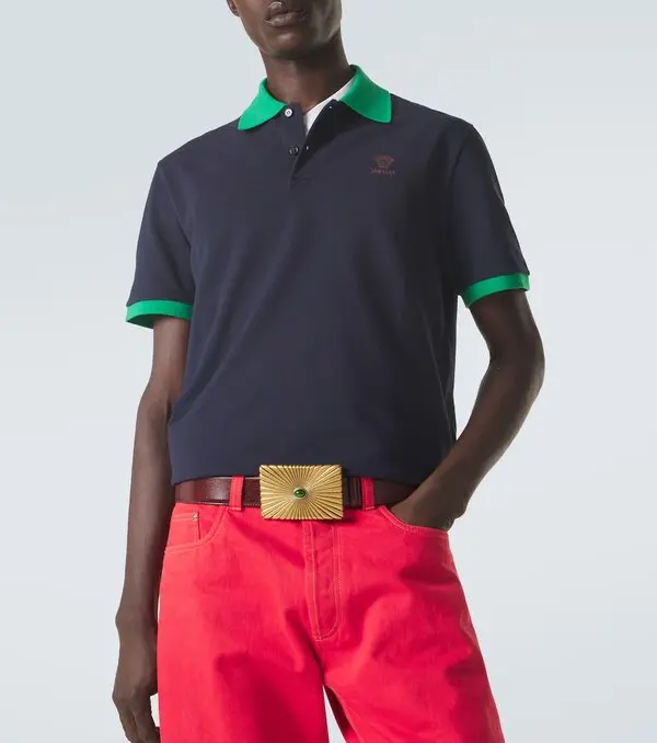 Versace Medusa Cotton Polo Shirt - Blue