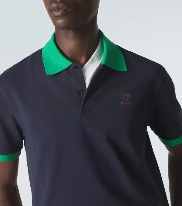 Versace Medusa Cotton Polo Shirt - Blue