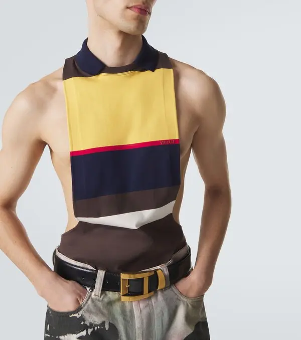 Versace Striped Cotton Tank Top