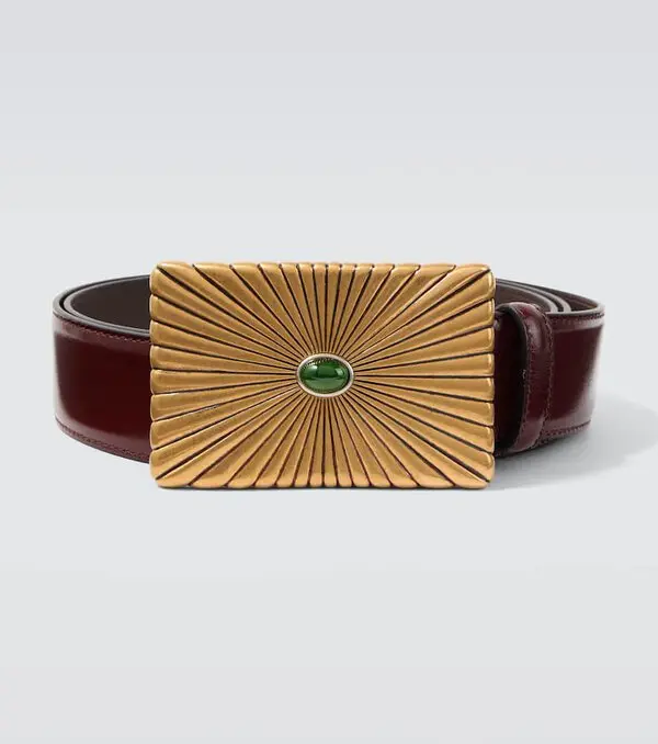 Versace Embellished Leather Belt - Brown
