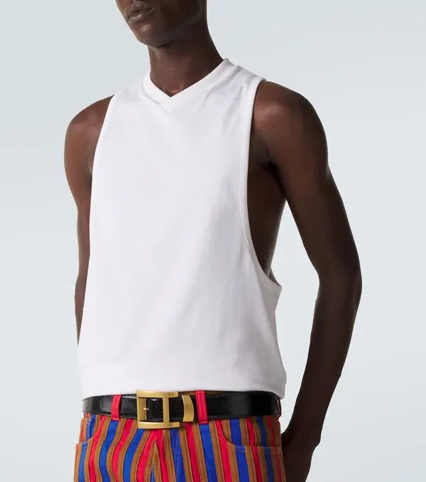 Versace Cotton-blend Jersey Tank Top - White