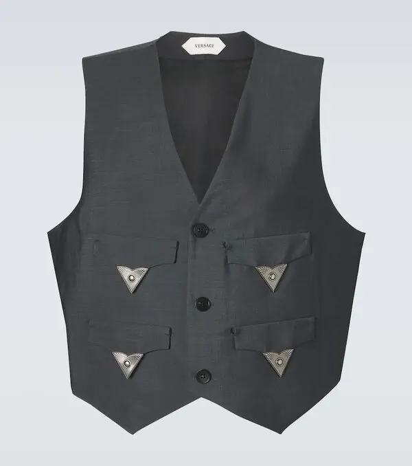 Versace Embellished Wool-mohair Vest