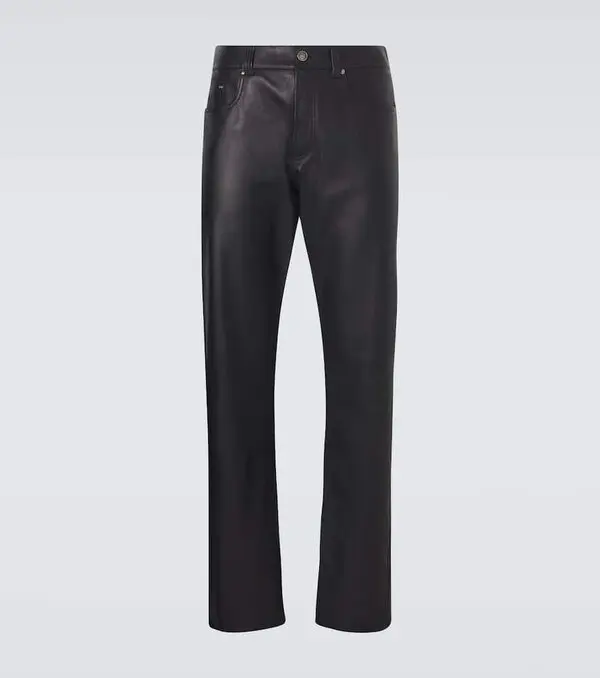 Versace Leather Straight Pants