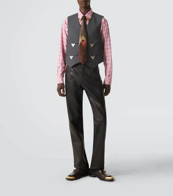 Versace Leather Straight Pants