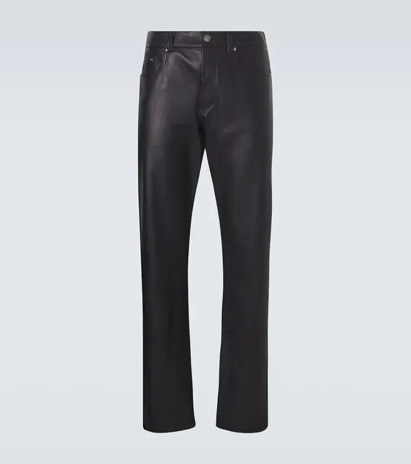 Versace Leather Straight Leg Pants