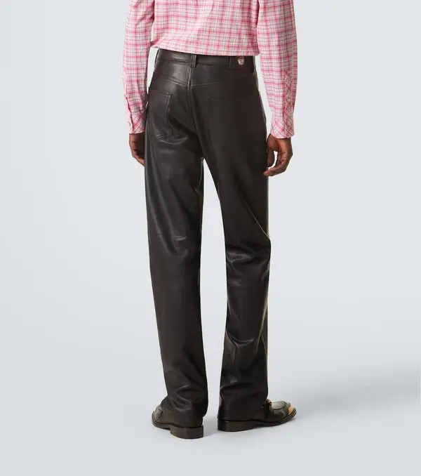 Versace Leather Straight Leg Pants