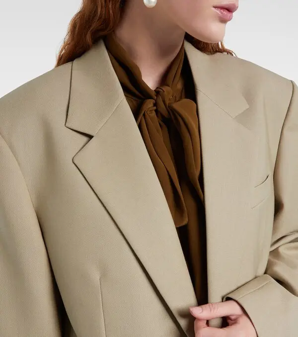 Saint Laurent Wool And Silk Blazer - Beige