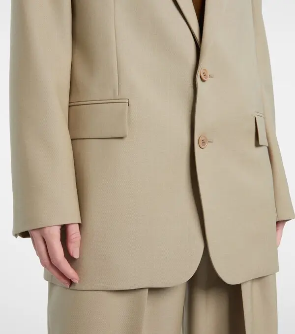 Saint Laurent Wool And Silk Blazer - Beige
