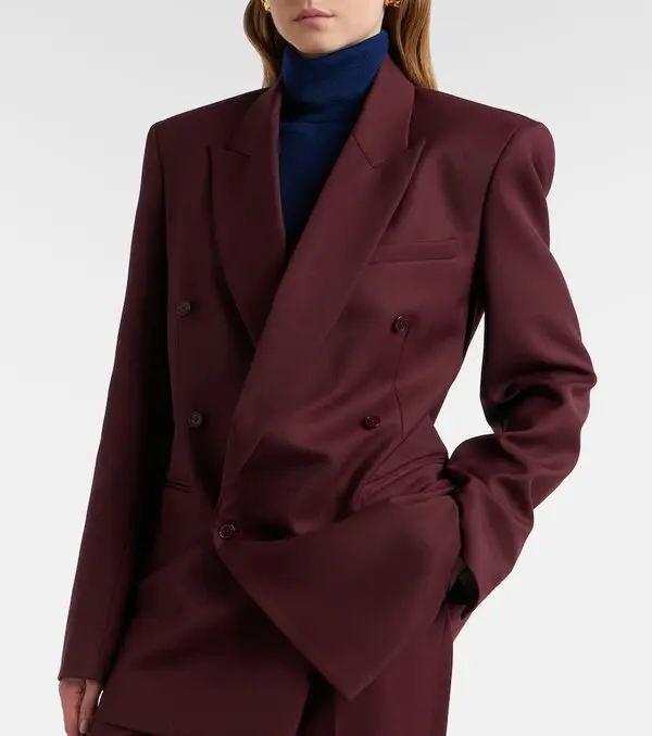 THE FRANKIE SHOP Monterey Double-breasted Blazer - Burgundy
