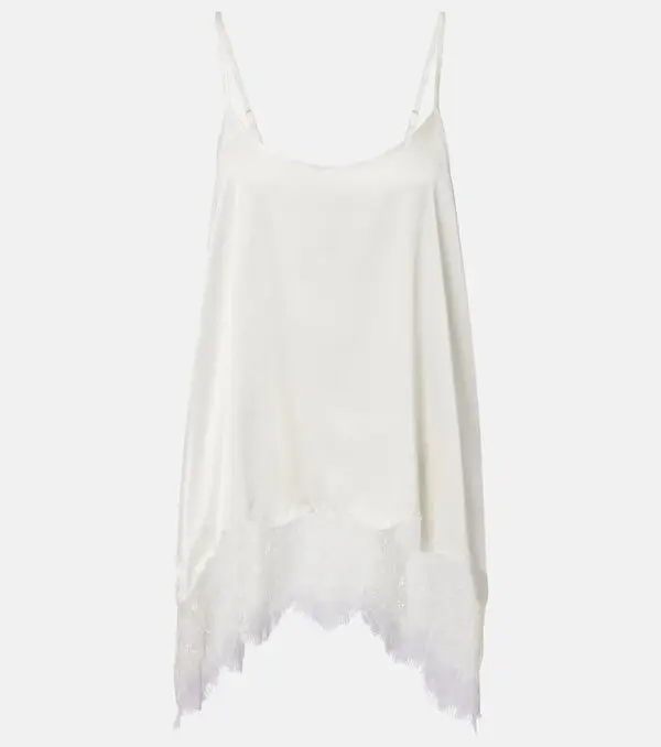 Staud Chloe Lace-trimmed Silk-blend Satin Camisole - White