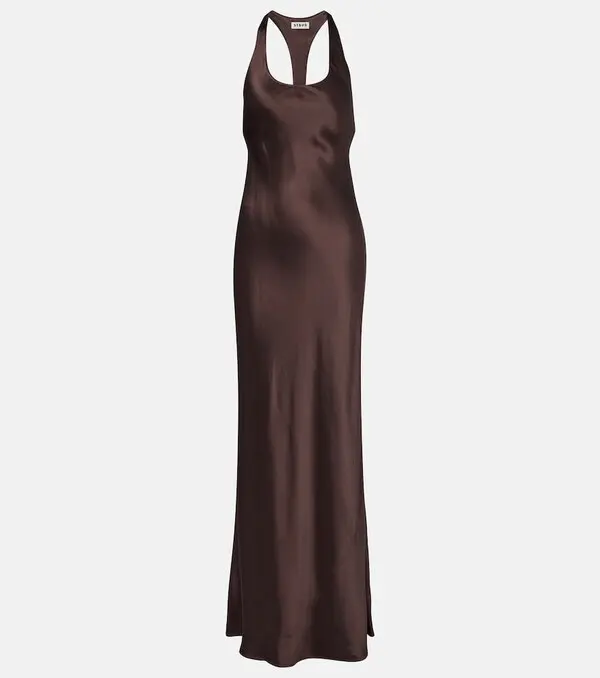 Staud Juanita Satin Gown - Brown