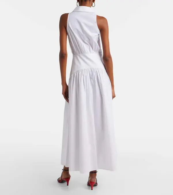 Staud Cotton Poplin Midi Dress - White